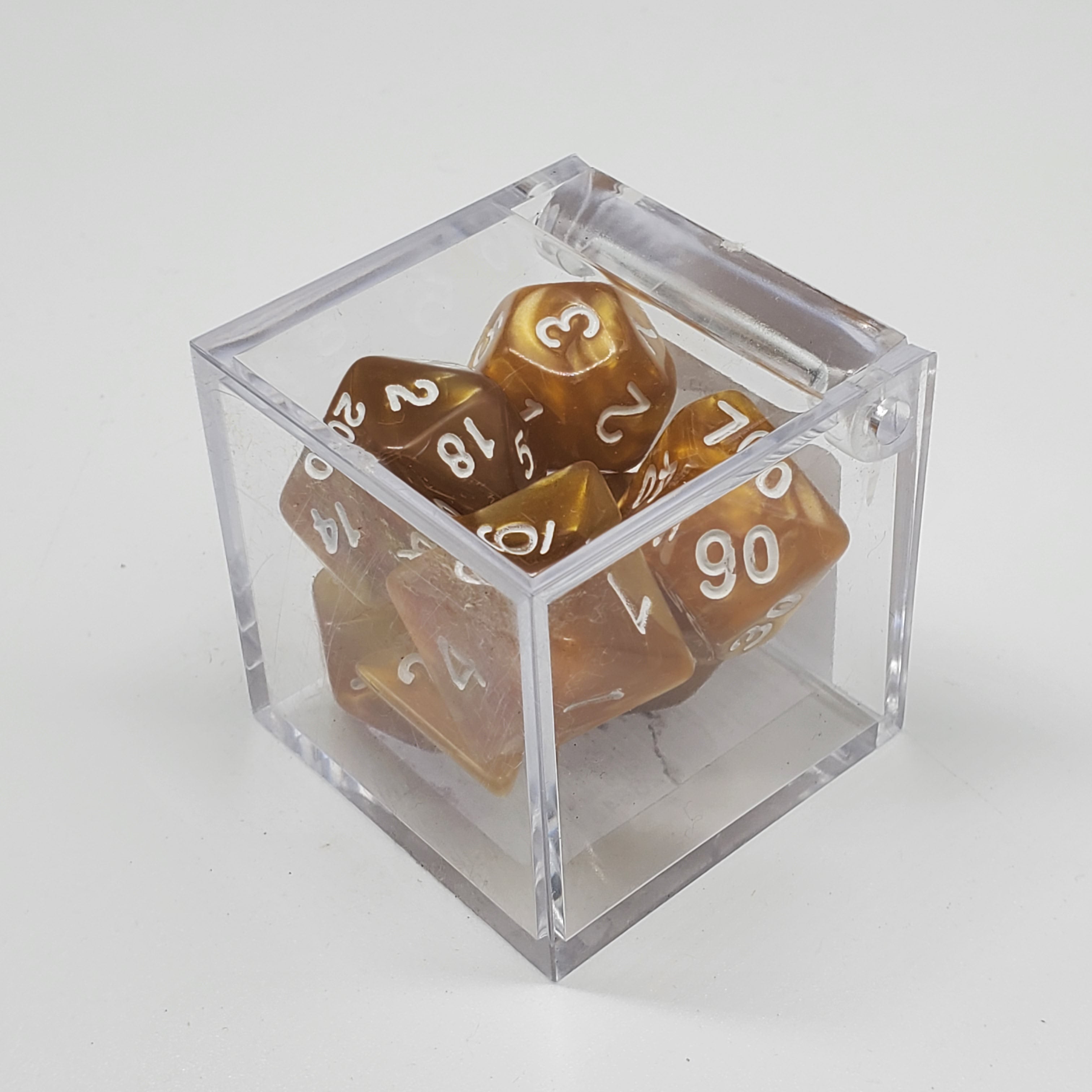 Critical Hit Collectibles - Marbled Gold Polyhedral Dice with White Nu