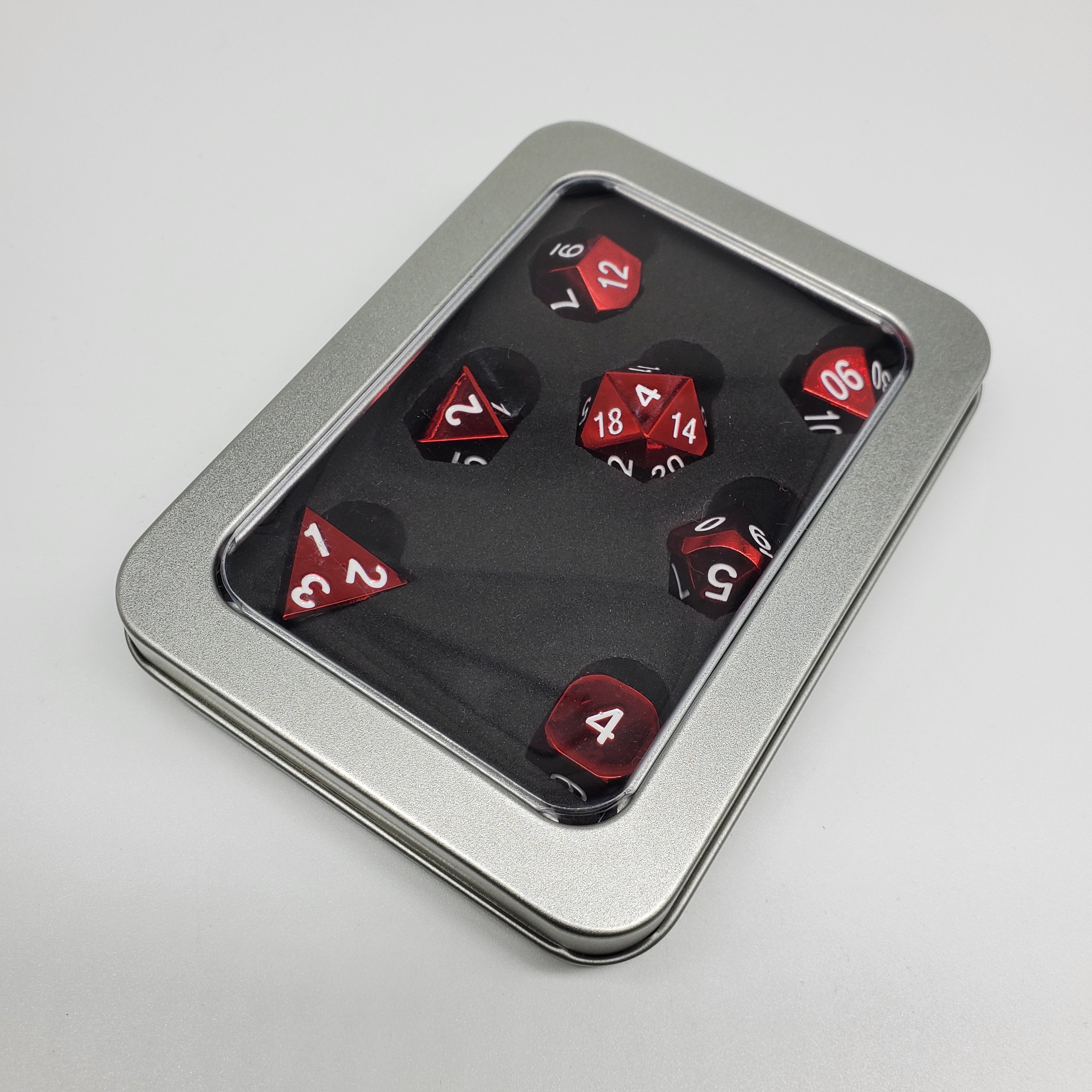 Critical Hit Collectibles - RPG Red Metal Polyhedral Dice with White N