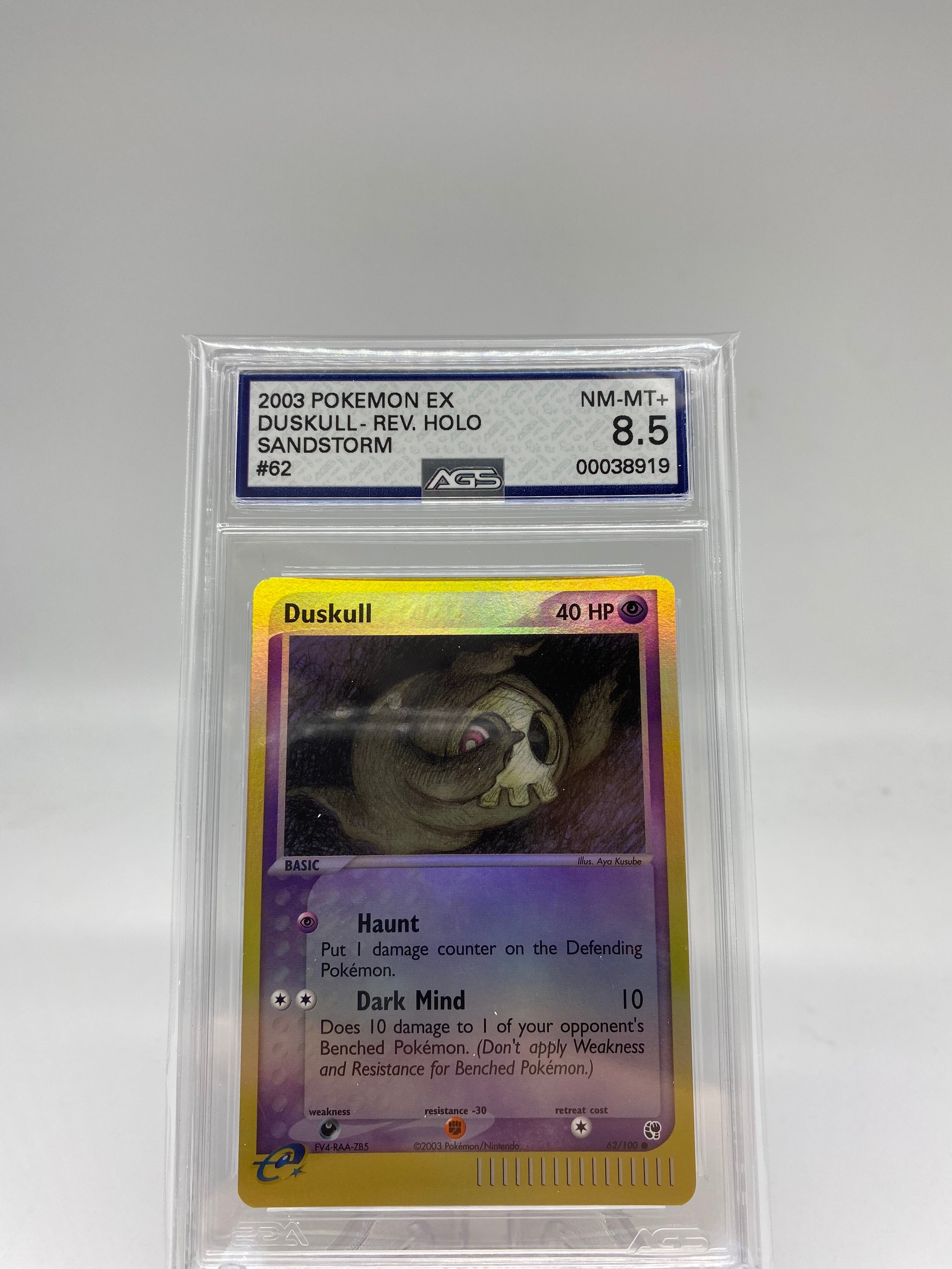 AGS Graded 2003 Pokemon Sandstorm Reverse Holo Duskull 62/100 8.5